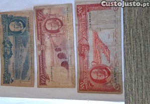 Angola - Notas 1000 500 100 50 20 Escudos Camões, Carmona, Tomás ...