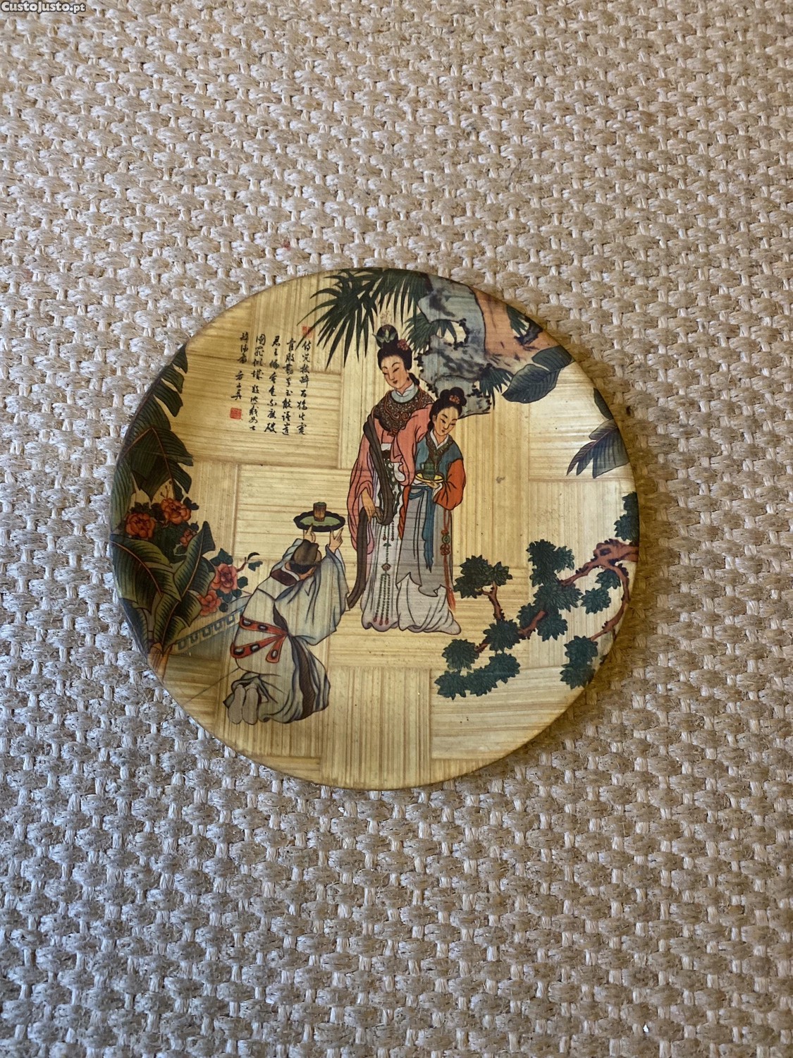 Prato De Bambu Vintage Com Desenho Oriental | Antiguidades e Colecções ...