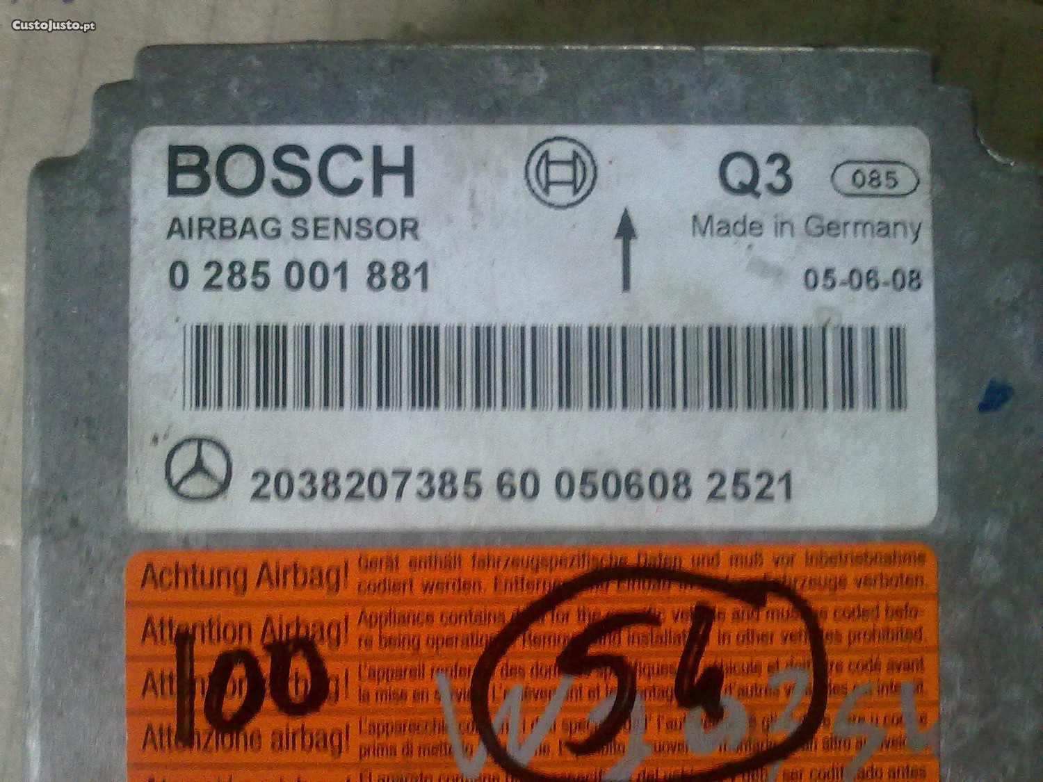 Modulo Airbag 2038207385 0285001881 Mercedes W203 | Peças e acessórios ...