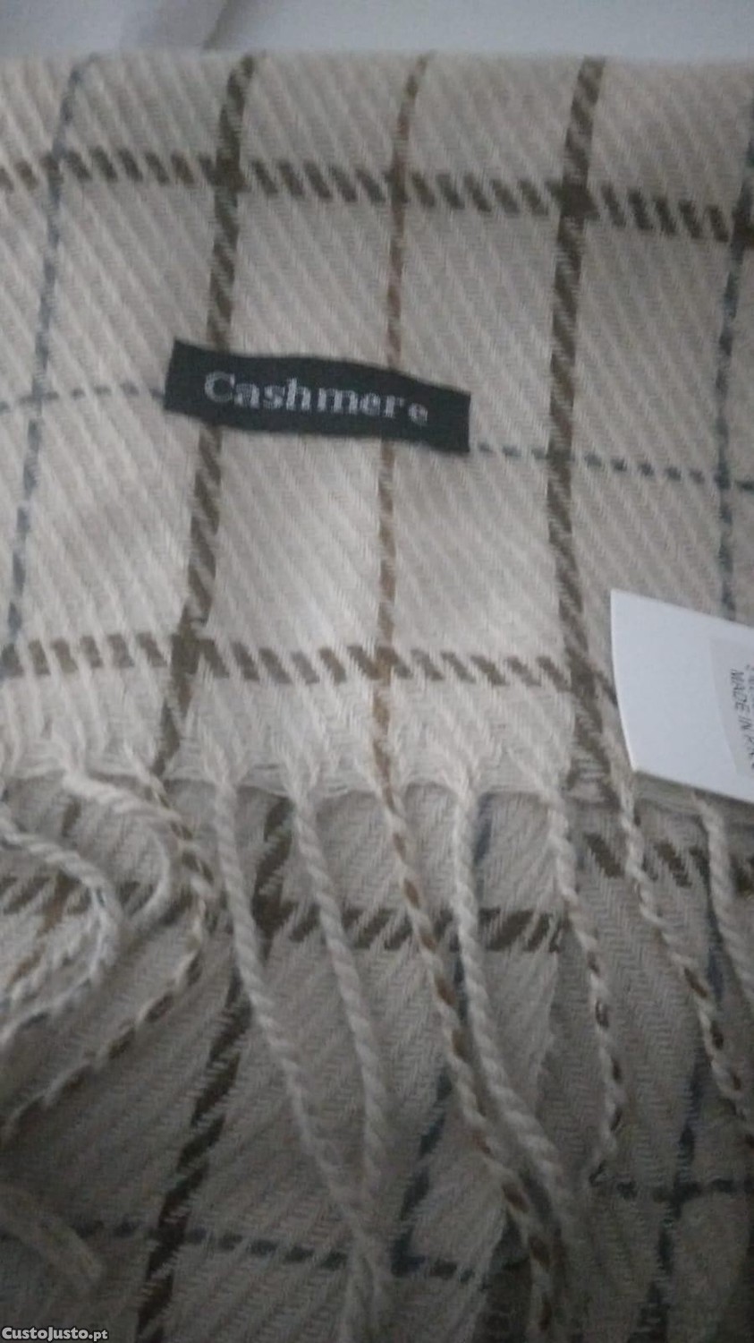 Cachecol Cashmere Original Beje E Castanho | Malas, Calçado e ...
