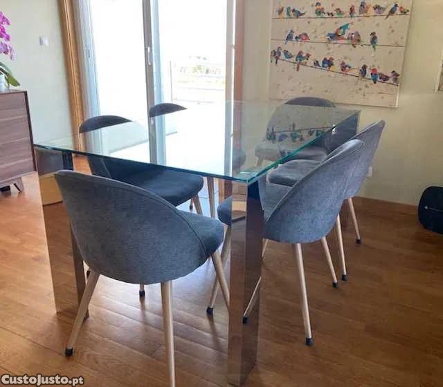Mesa De Jantar Em Vidro E Aço | Móveis e Decoração, à venda | Lisboa ...
